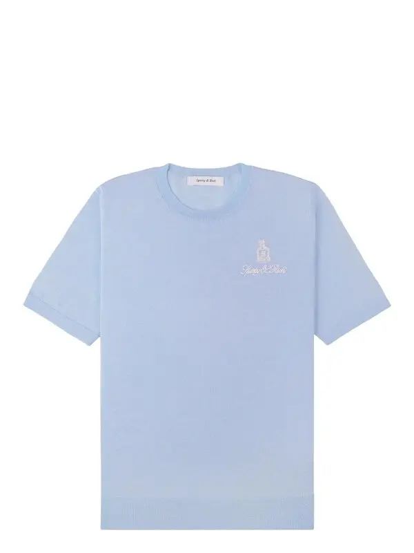 SPORTY & RICH Vendome Short-sleeve Merino Sweater - Blue