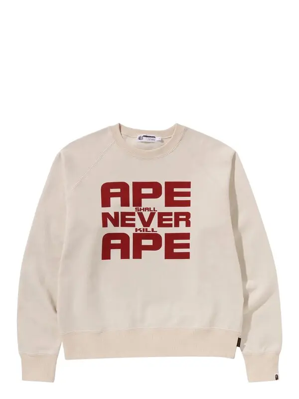 A BATHING APE Ape Shall Never Kill Ape Crewneck - Cream