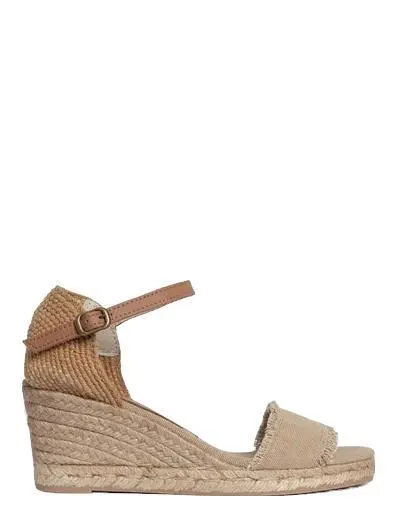 MENINA STEP Single Fringed Band Medium Wedge Sandal - Natural