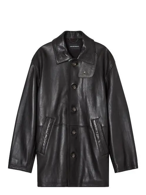 Emporio Armani Plonge Lambskin Nappa Leather Blouson - Natural