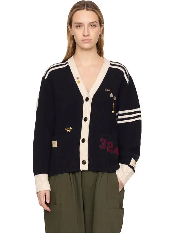 Sea Arther Varsity Cardigan - Black