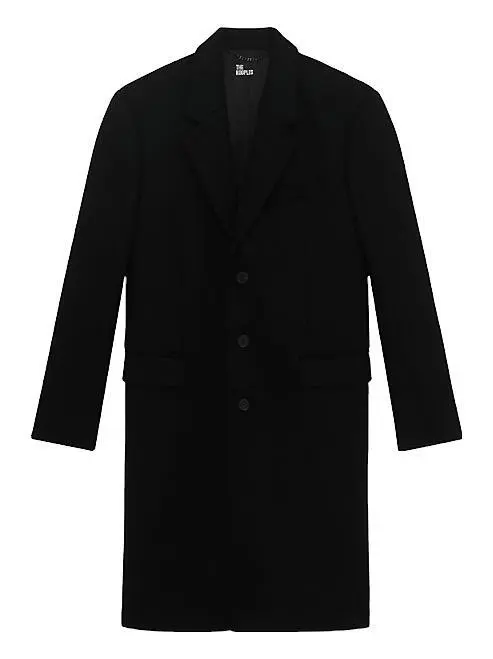 The Kooples Wool-blend Peak-lapel Coat - Black
