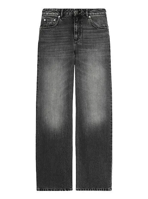 The Kooples Faded-wash Wide-leg High-rise Jeans - Black