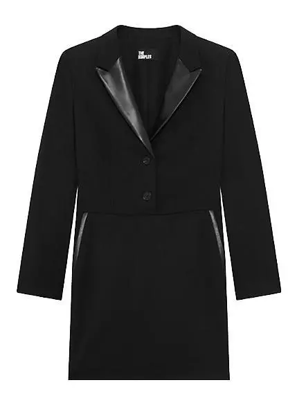 The Kooples Tailored Mini Wool Blazer Dress - Black