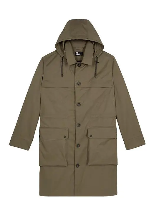 The Kooples Hooded Straight-fit Cotton Parka Coat - Kaki