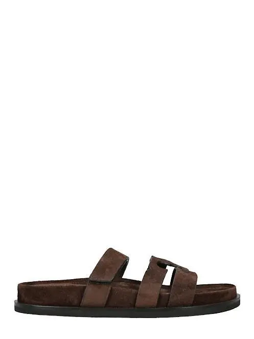 Tory Burch Ines Sport Suede Slide Sandals - Dark Brown