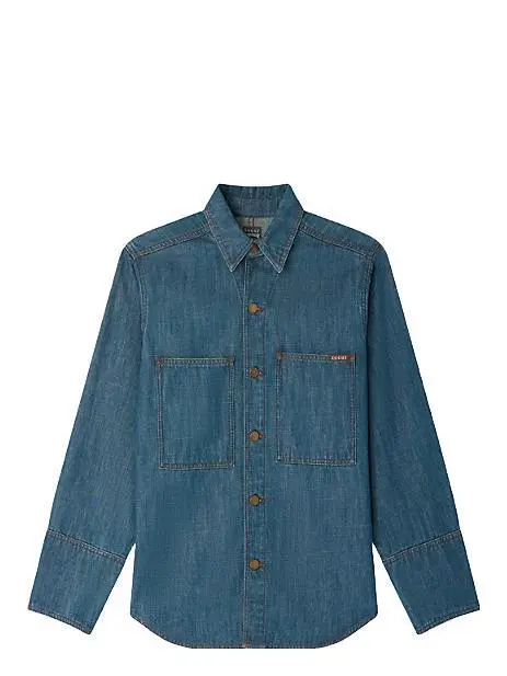 Soeur Garance Chest-pocket Denim Shirt - Bleu/vert