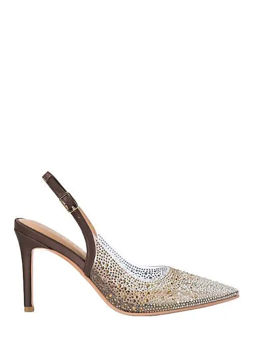 Carvela Positano Vinyl Embellished Sling-back Heels - Brown