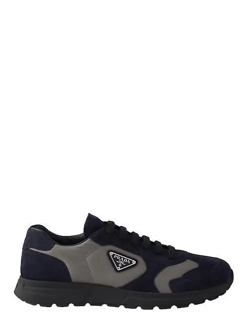 Prada Prax Suede And Woven Trainers - Blue