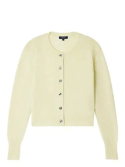 Soeur Griffith Round-neck Wool Cardigan - Jaune Acide