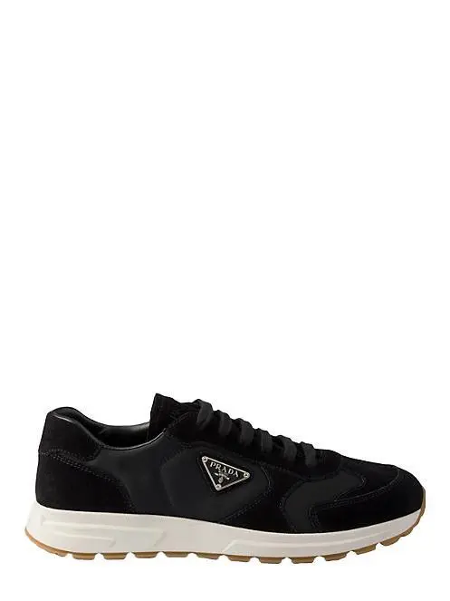 Prada Prax Suede And Woven Trainers - Black