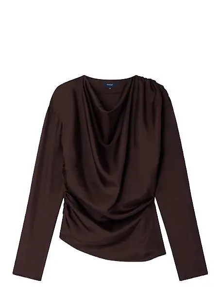 Soeur Fresia Cowl-neck Woven Blouse - Prune