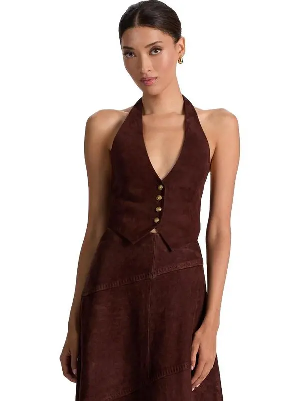 Alice + Olivia Crosby Suede Vest - Brown / Pink / Yellow