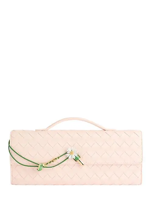 Bottega Veneta Andiamo Flower Leather Clutch - Seash/daisy Flow-mb