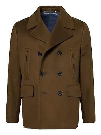 Paul Smith Notched-collar Double-breasted Wool-cashmere Blend Pea Coat - Military Green