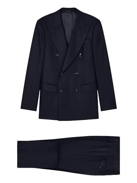 Giorgio Armani Virgin Wool And Cashmere Double-breasted Royal Line Suit - Black