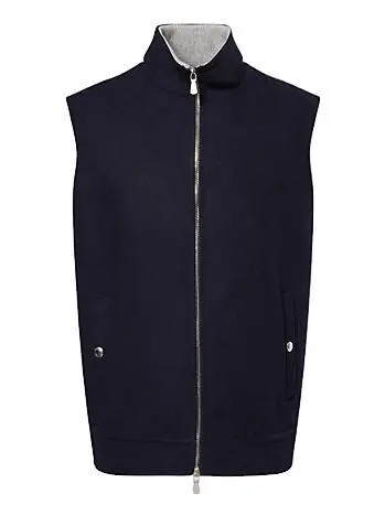 Eleventy Stand-collar Wool Gilet - Blue / Baby Blue