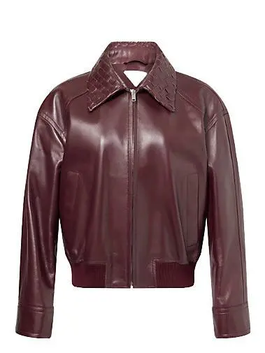 Bottega Veneta Regular-fit Leather Jacket With Ribbed Trims - Jam