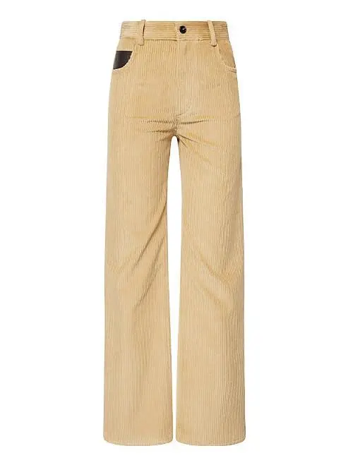 Bottega Veneta Regular-fit Straight-leg Cotton-corduroy Trousers - Pale Oak
