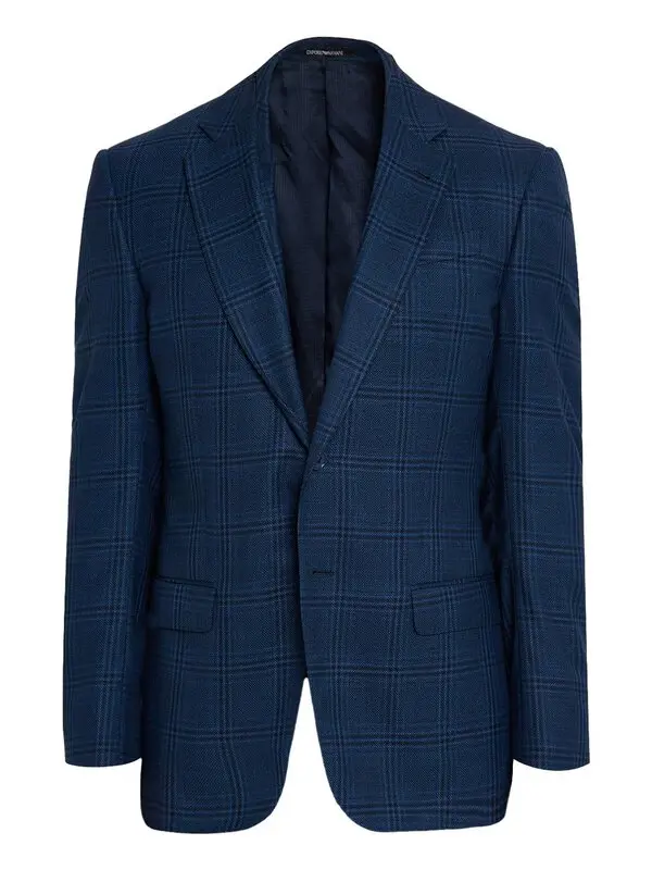 Emporio Armani Prince Of Wales Wool Sport Coat - Blue