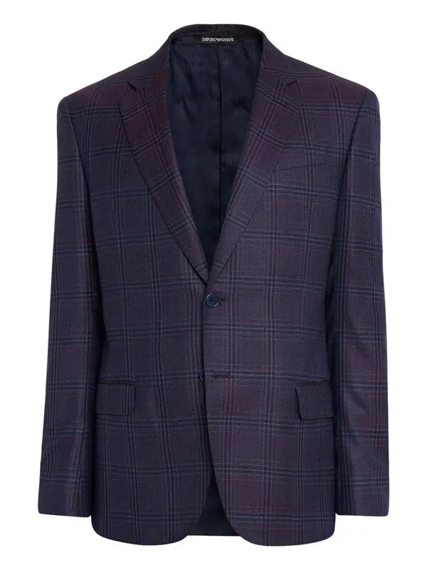 Emporio Armani Prince Of Wales Wool Sport Coat - Fancy Purple