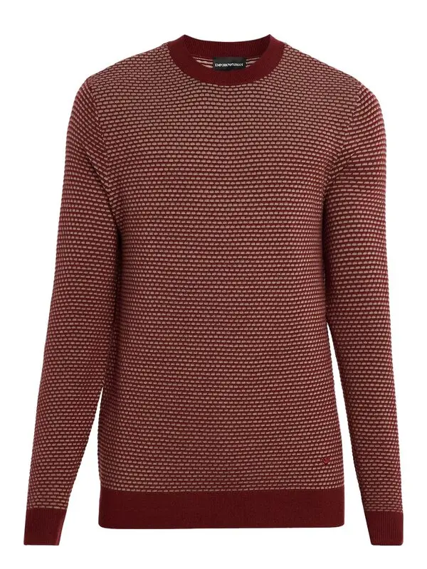 Emporio Armani Wool-blend Jacquard Crewneck Sweater - Red