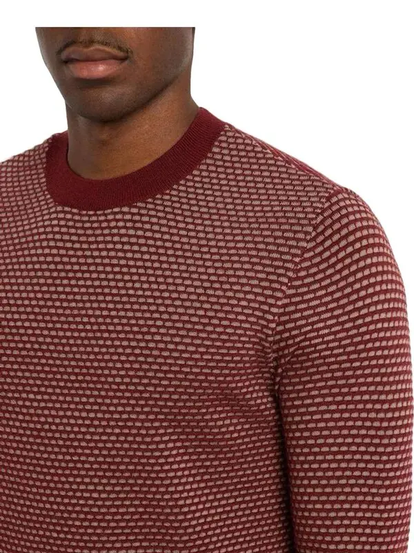 Emporio Armani Wool-blend Jacquard Crewneck Sweater - Red