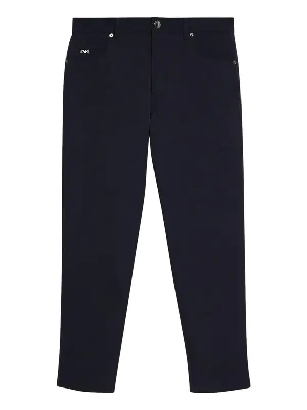 Emporio Armani Nylon Technical Stretch Five-pocket Pants - Solid Blue Navy