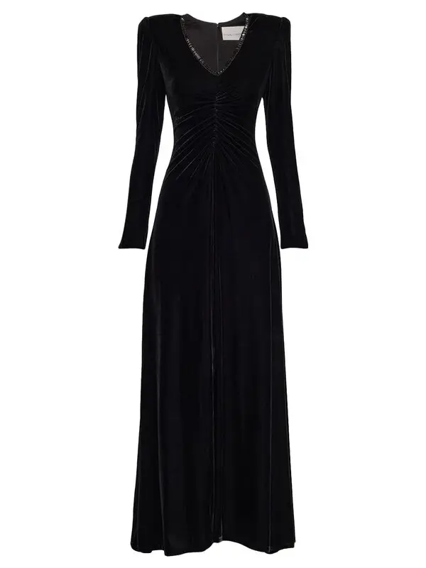 ATELIER PRABAL GURUNG Maude Ruched Bead-trim Gown - Black