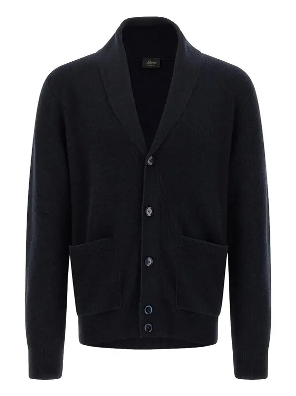 Brioni Cashmere And Wool Blend Cardigan - Blue