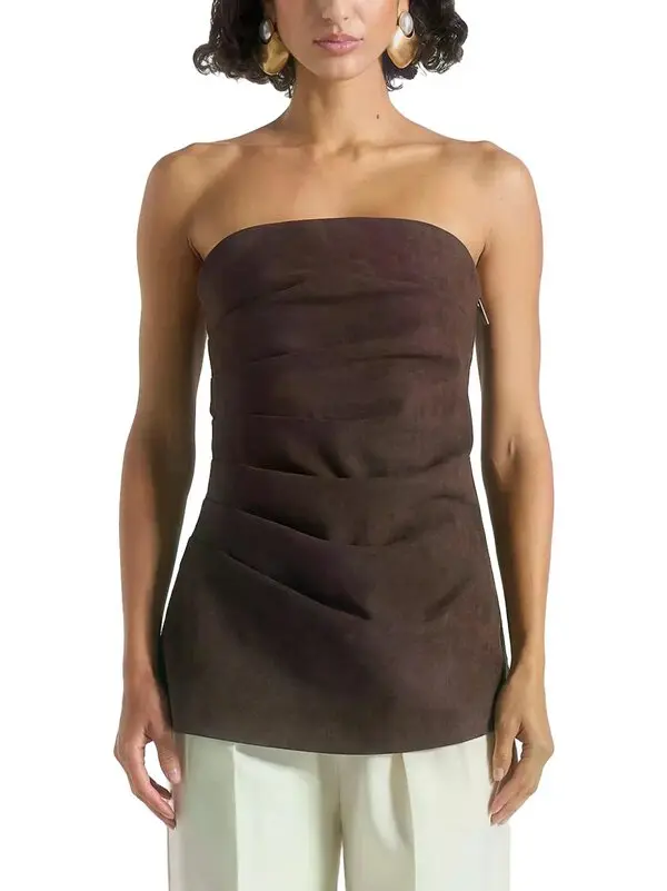 Manière De Voir Bandeau Top With Tacked Detailing - Brown
