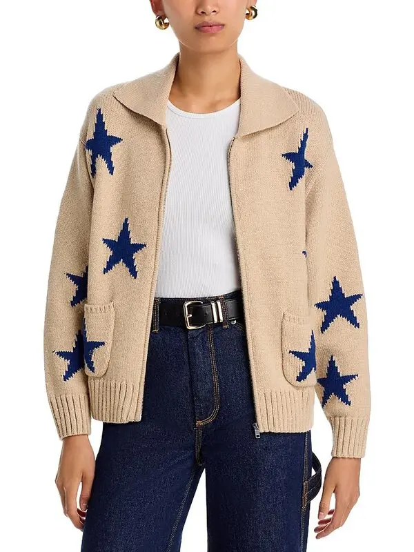 Rails Rhea Star Print Cardigan - Camel Cobalt Stars