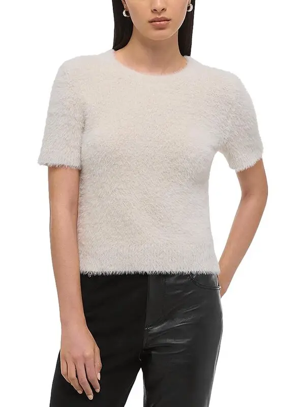 Helmut Lang Cropped Eyelash Tee - Ivory