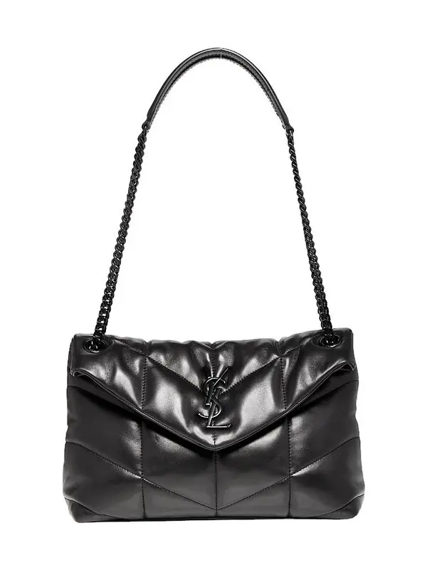 Saint Laurent Puffer Small Convertible Shoulder Bag - Black Nappa Leather/black
