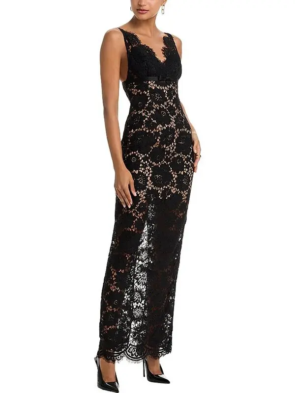 SELF-PORTRAIT Floral Lace Maxi Dress - Black