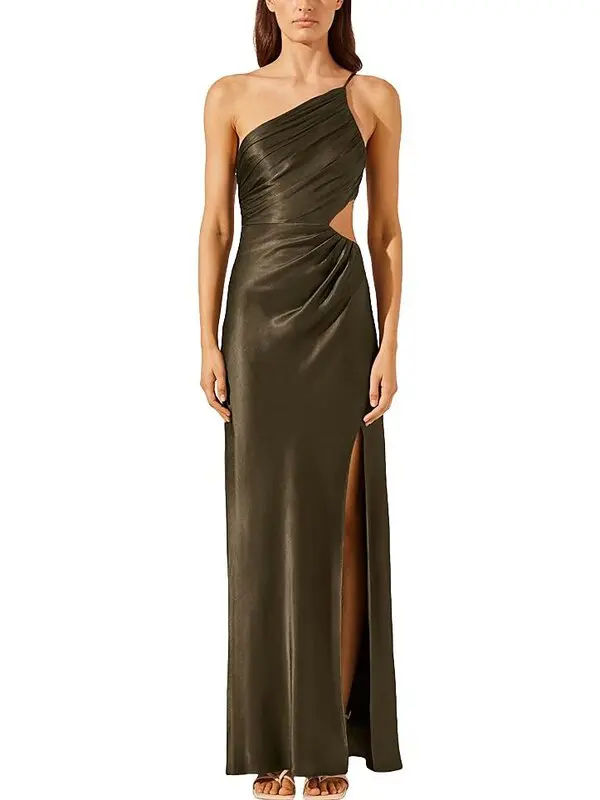 Shona Joy La Lune Asymmetric Gathered Maxi Dress - Forest