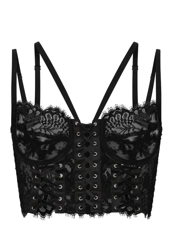 Dolce & Gabbana Lace Lingerie Corset With Straps And Eyelets - Black