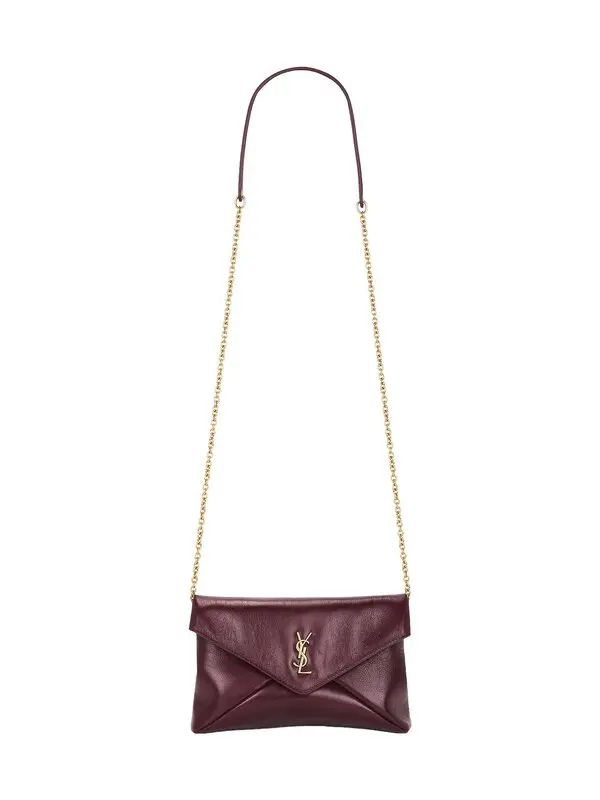 Saint Laurent Small Pouch On Chain - Dark Ruby