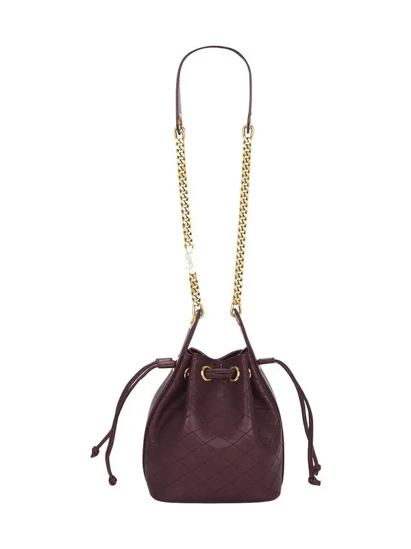 Saint Laurent Small Cassandre Quilted Bucket Bag - Hot Wine