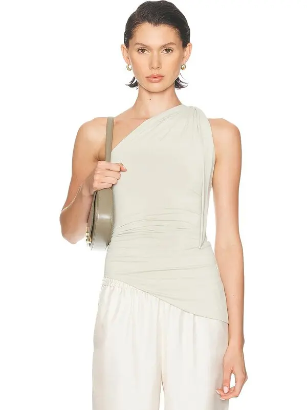 MIMCHIK One Shoulder Tie Top - Sage