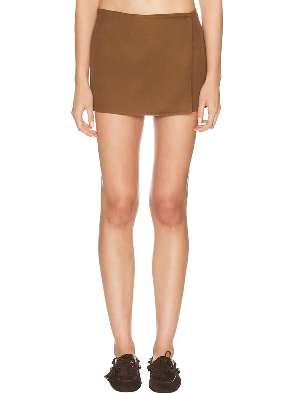 Miu Miu Mini Wrap Skirt - Cognac