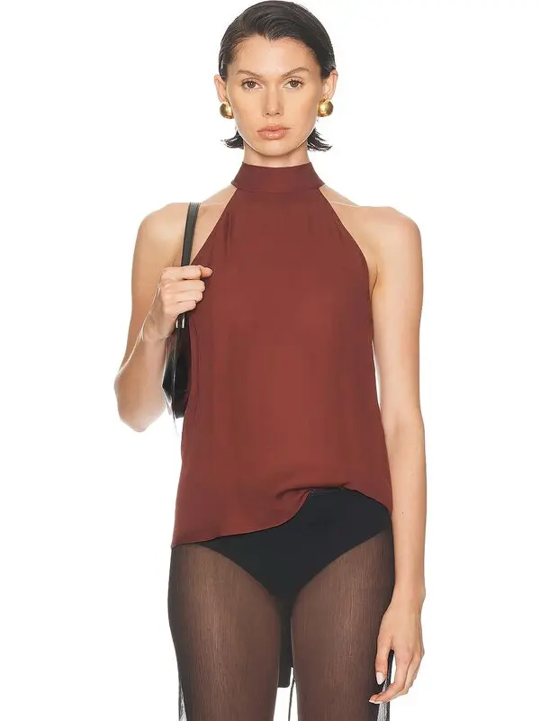 NILI LOTAN Alla Halterneck Top - Burgundy