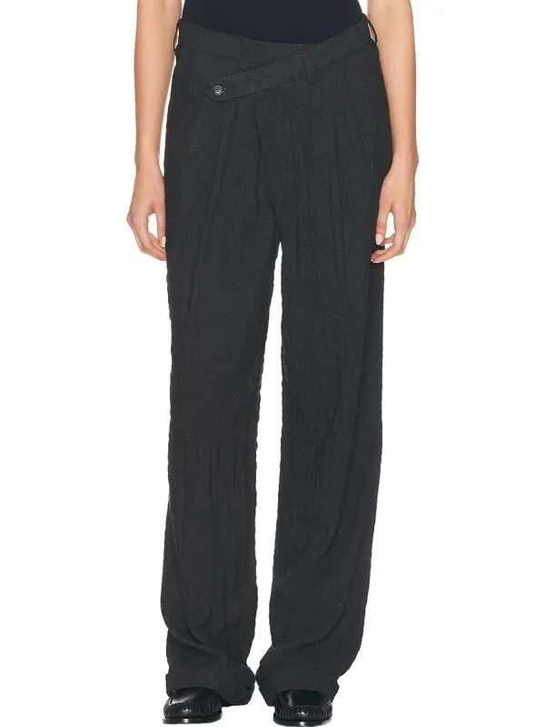 R13 Triple Pleat Crossover Trouser - Charcoal
