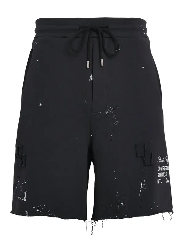 DOMREBEL Cotton Paint-splatter Sweatshorts - Black