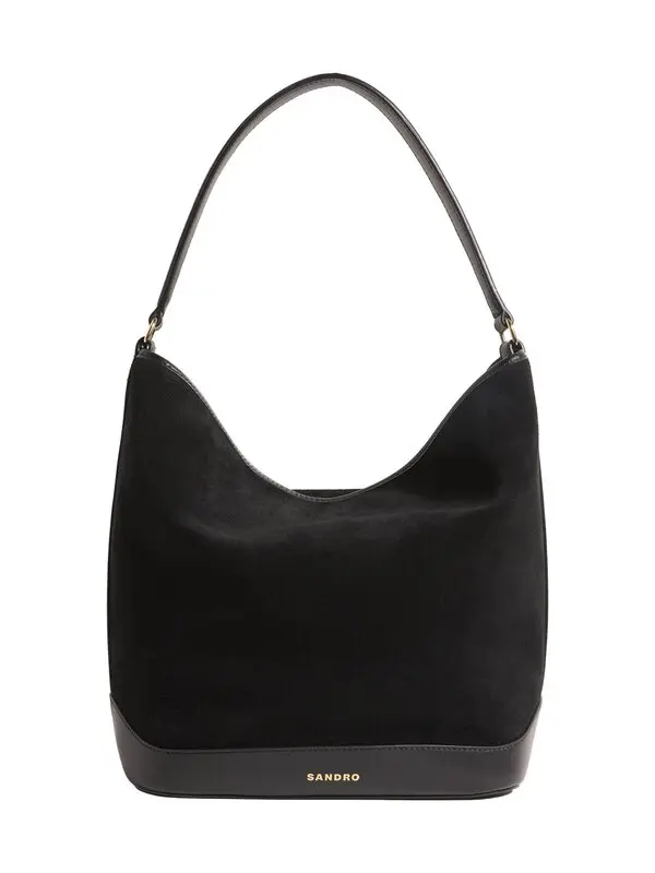 Sandro Suede Bucket Bag - Black