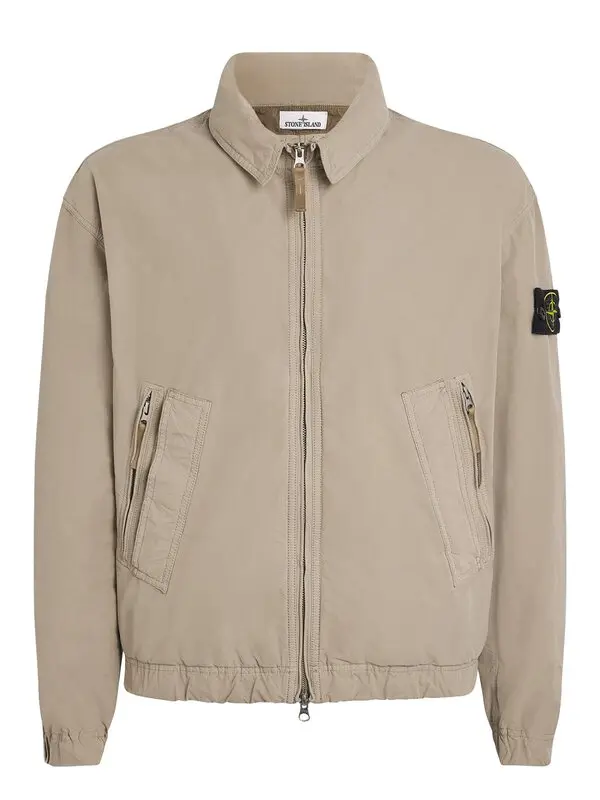 Stone Island Technical Microfibre Jacket With Concealed Hood - Beige
