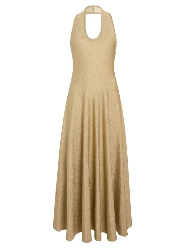 Khaite Melina Knit Halter Dress - Gold