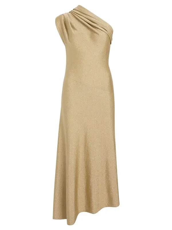Khaite Coast Asymmetrical Merino Wool Dress - Gold
