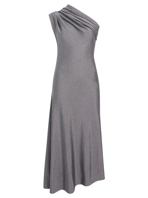 Khaite Coast Asymmetrical Merino Wool Dress - Gunmetal