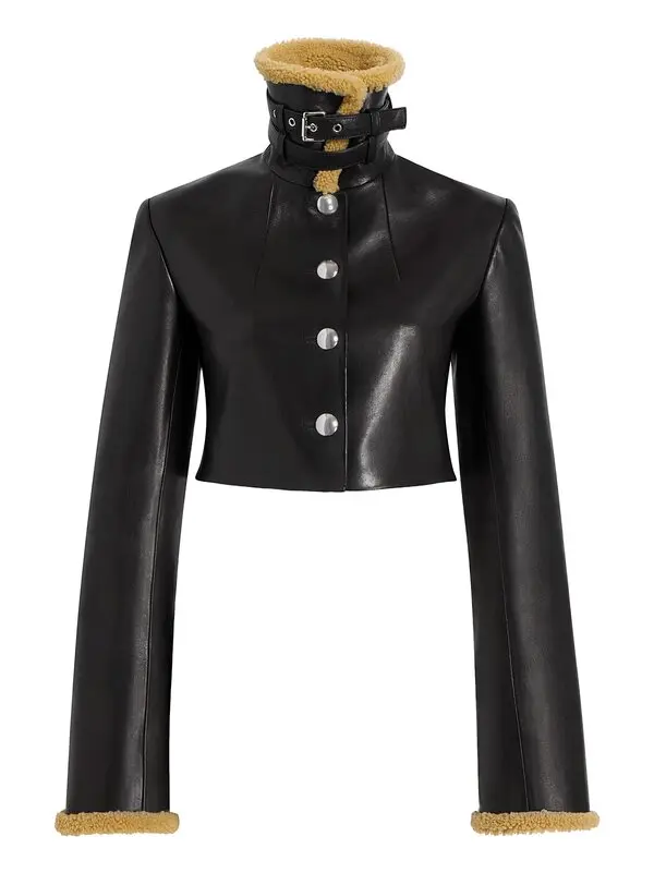Khaite Leather Jodie Jacket With Shearling - Black